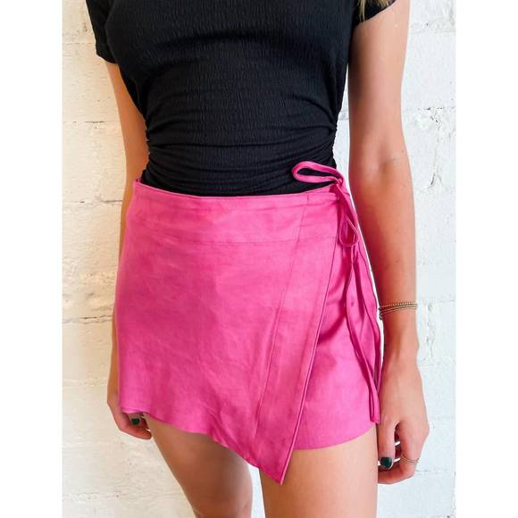 Day + Moon | Skirts | New Day Moon All For Suede Wrap Mini Skirt In Hot ...